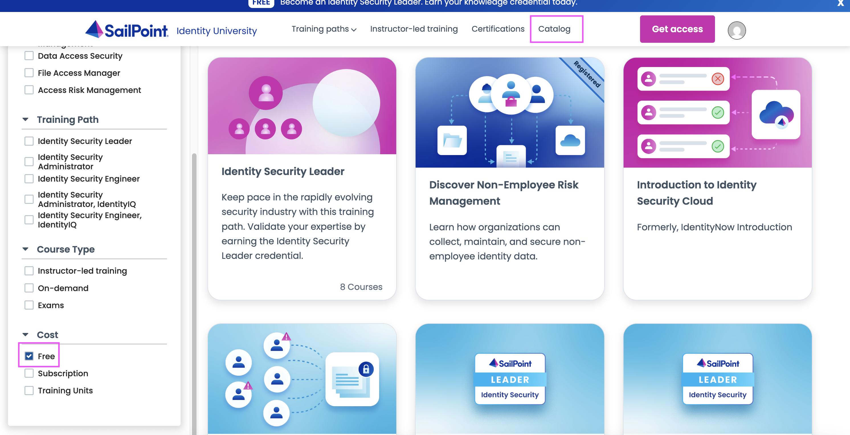 Are there any free training materials I can access to learn SailPoint? - Compass